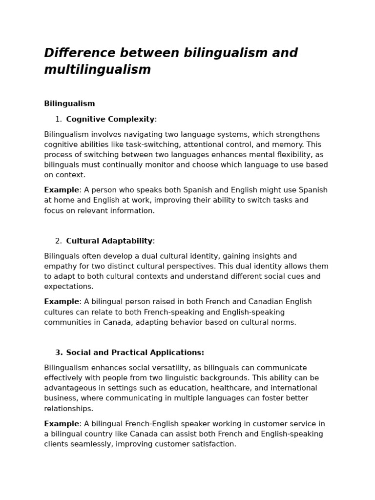 Difference Between Bilingualism and Multilingualism | PDF ...