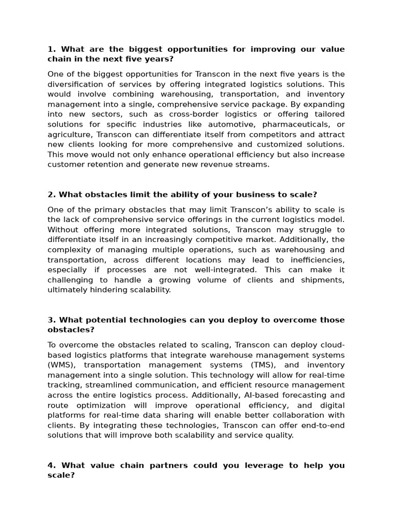 Value Chain 2 | PDF | Logistics | Warehouse