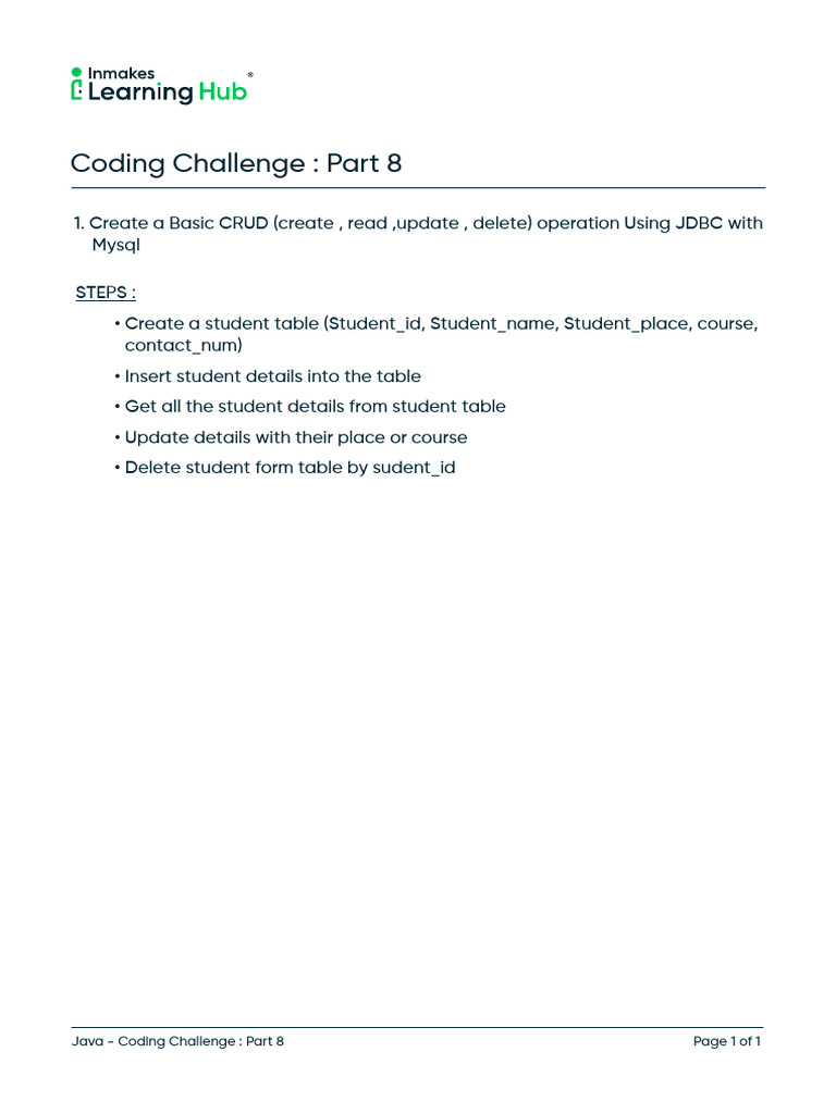 Java - Coding Challenge: Part 8 Page 1 of 1 | PDF