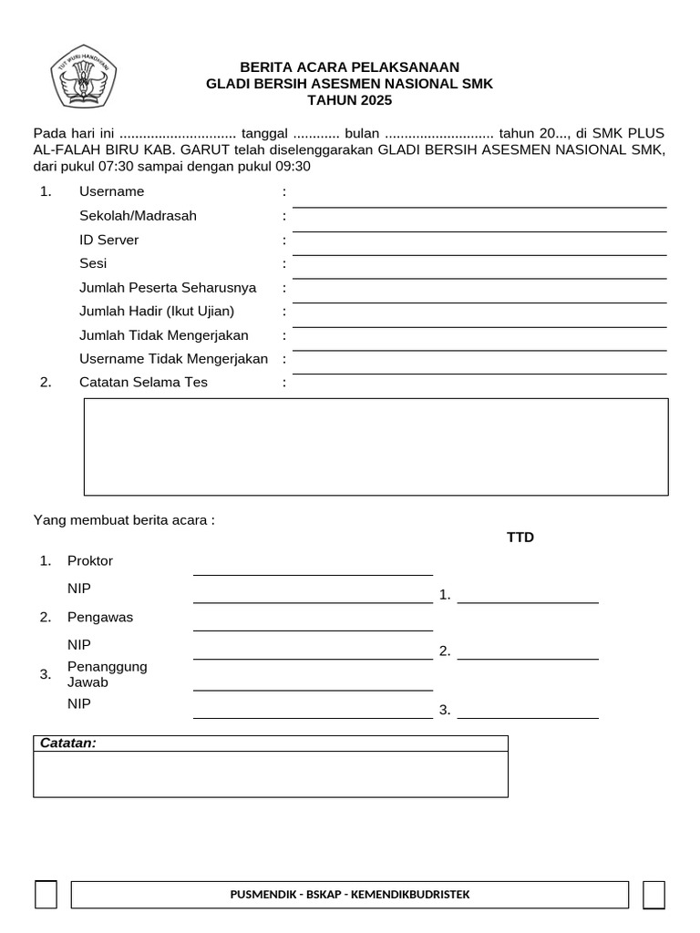 Format Berita Acara Anbk Kosong | PDF