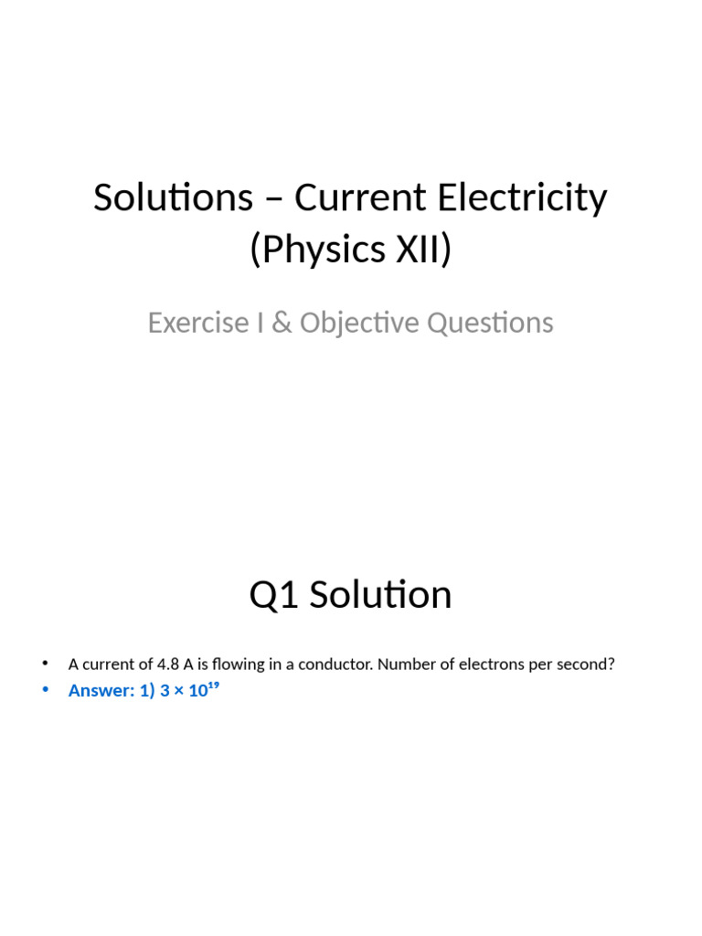Current Electricity Solutions | PDF