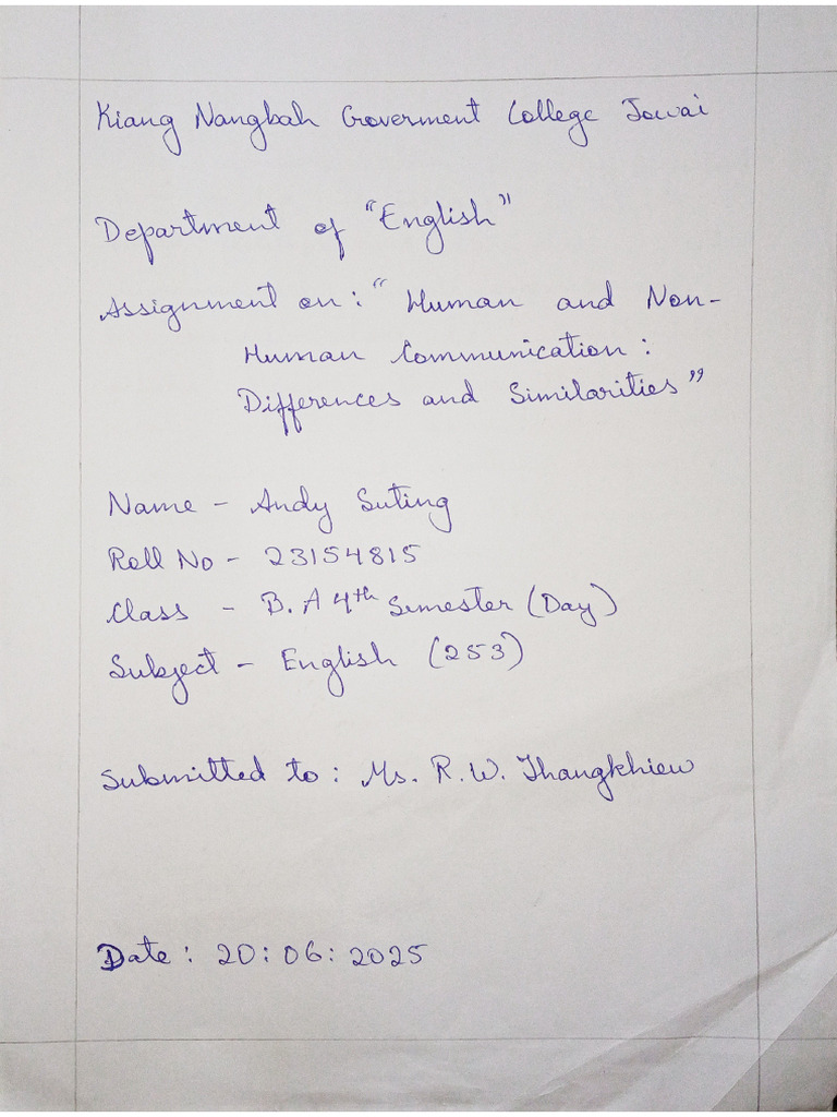 ENG 253 (Human and Non-Human Communication Differences and Similarities ...