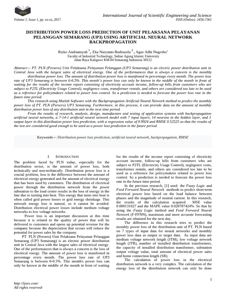 Power Loss Prediction Using ANN | PDF | Electricity | Applied Mathematics