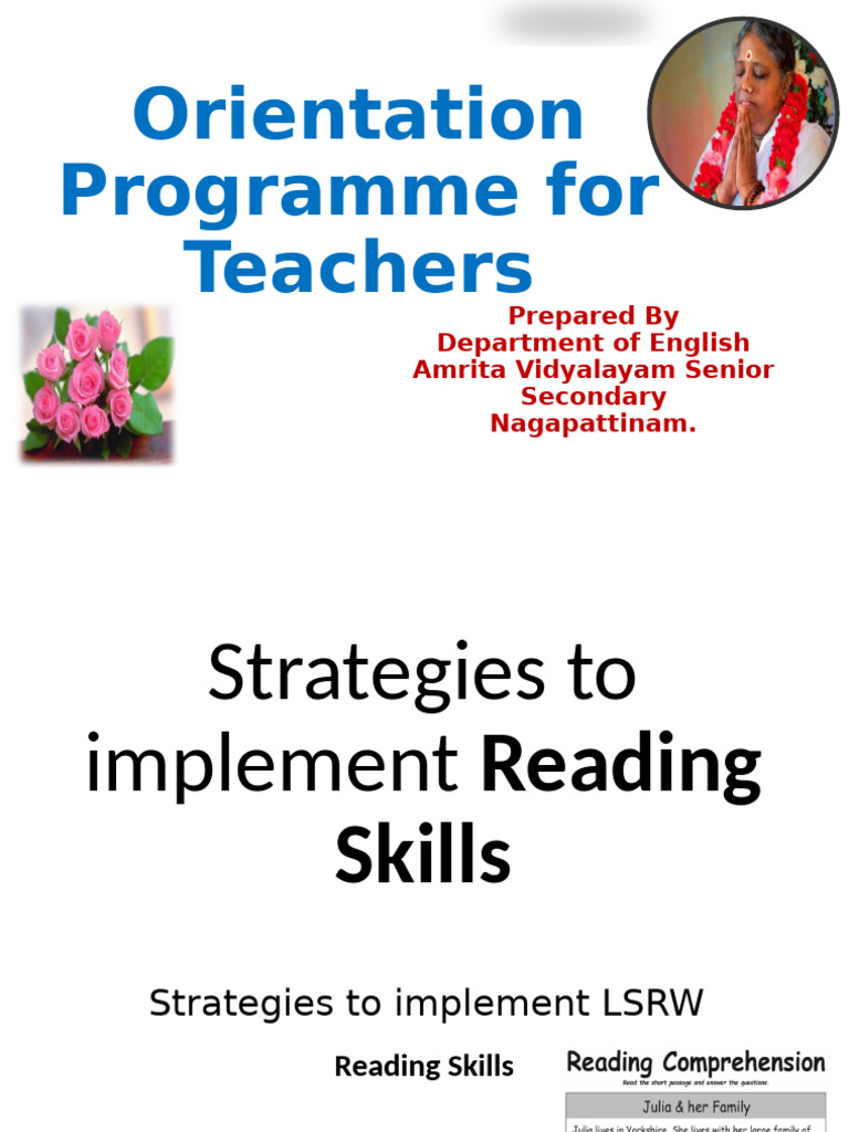 Teacher Orientation: Reading & Speaking Skills | PDF | Reading ...