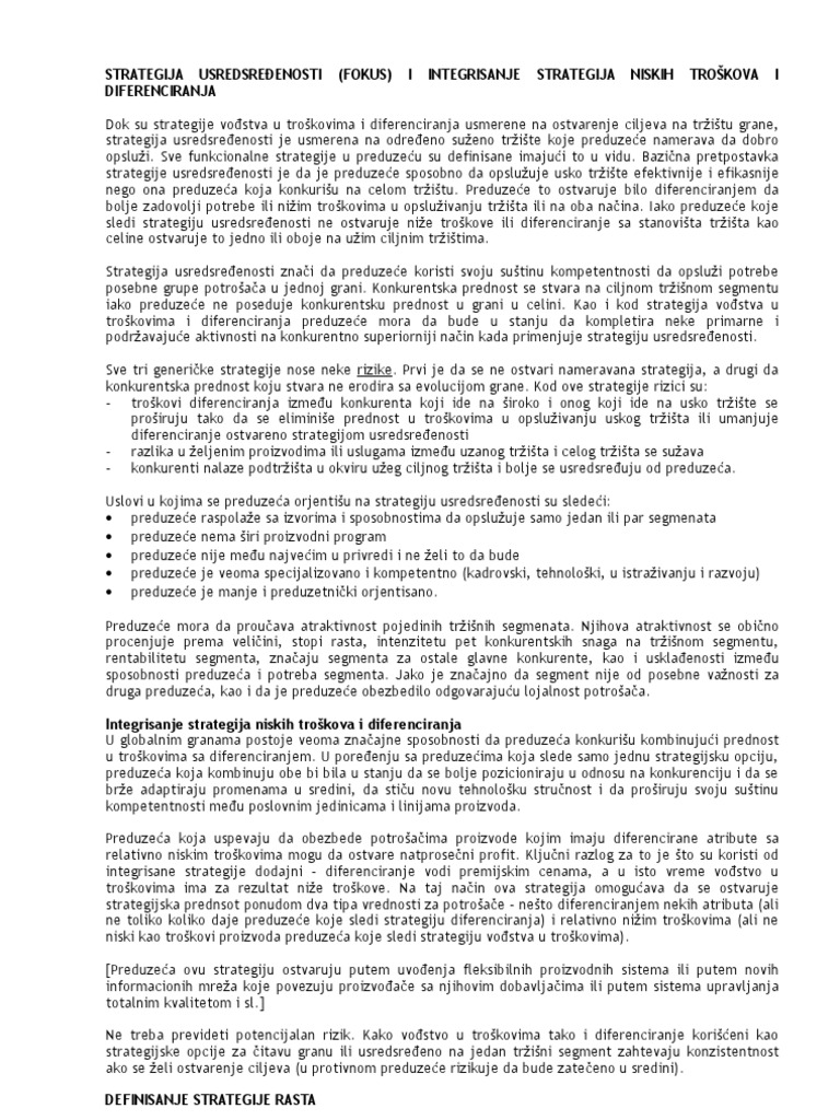 Strategijski Menadzment II Kolokvijum | PDF