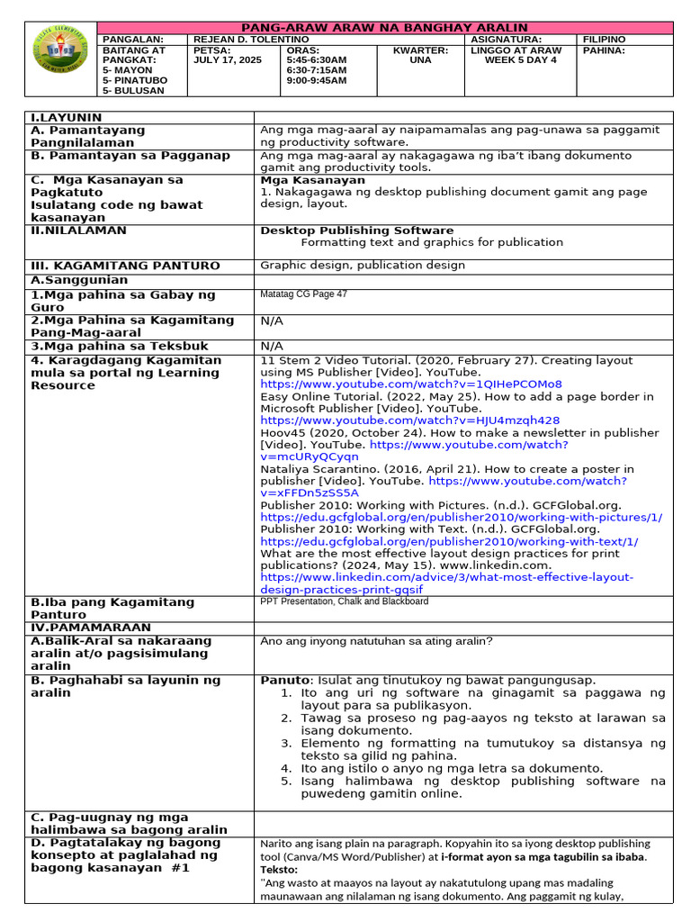 q1 Epp-Ict DLL Week 5 Day 4 | PDF