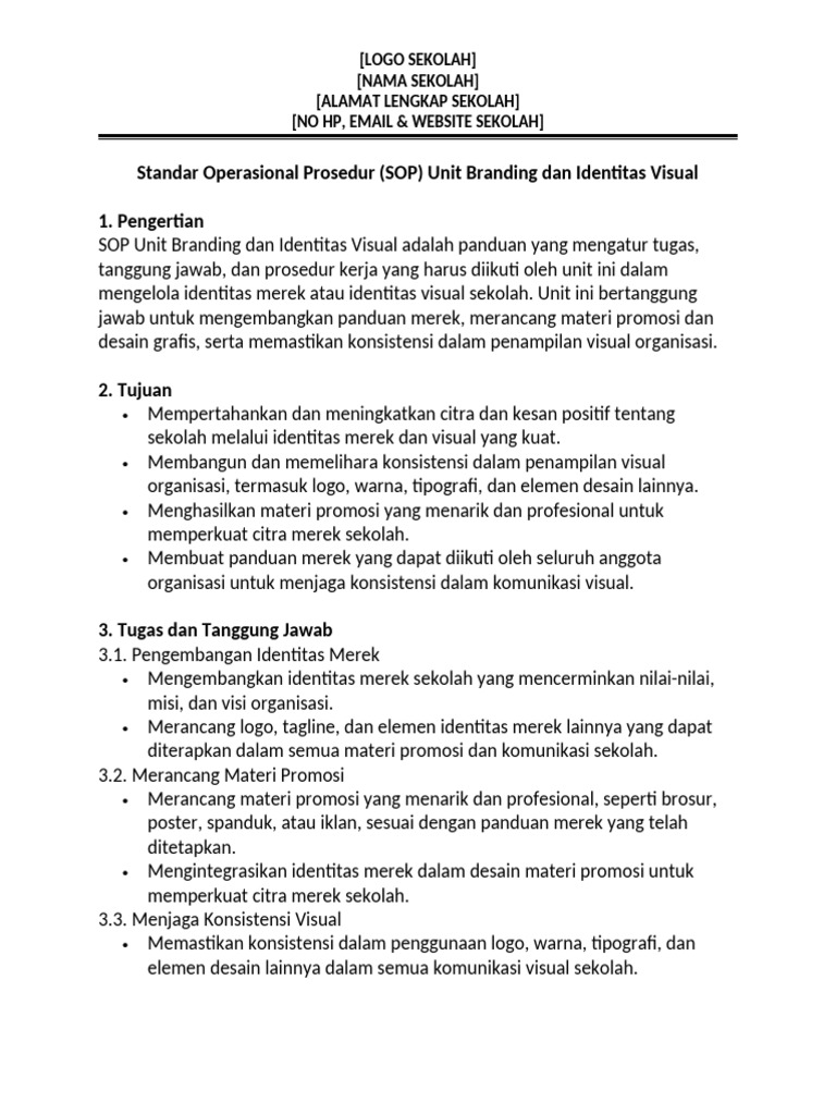 SOP Unit Branding Dan Identitas Visual | PDF