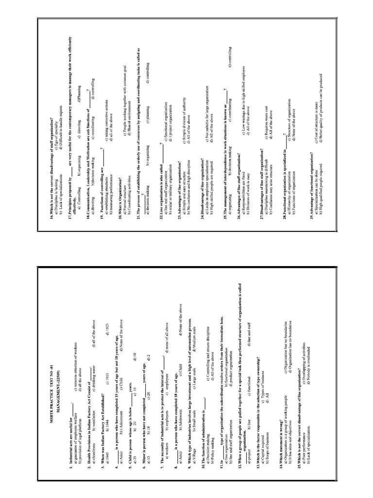 Management Test No-1 | PDF