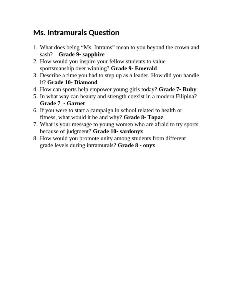 MR & Ms. Intrams. | PDF