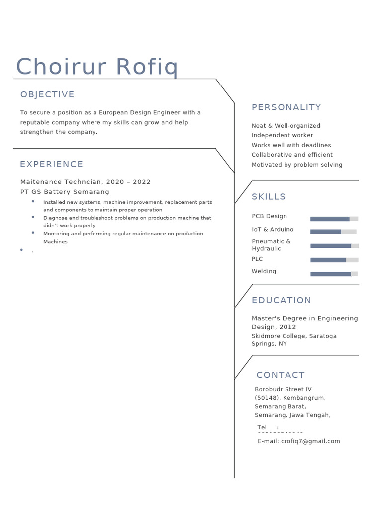 European Design Engineer Resume A4 | PDF | Engineering