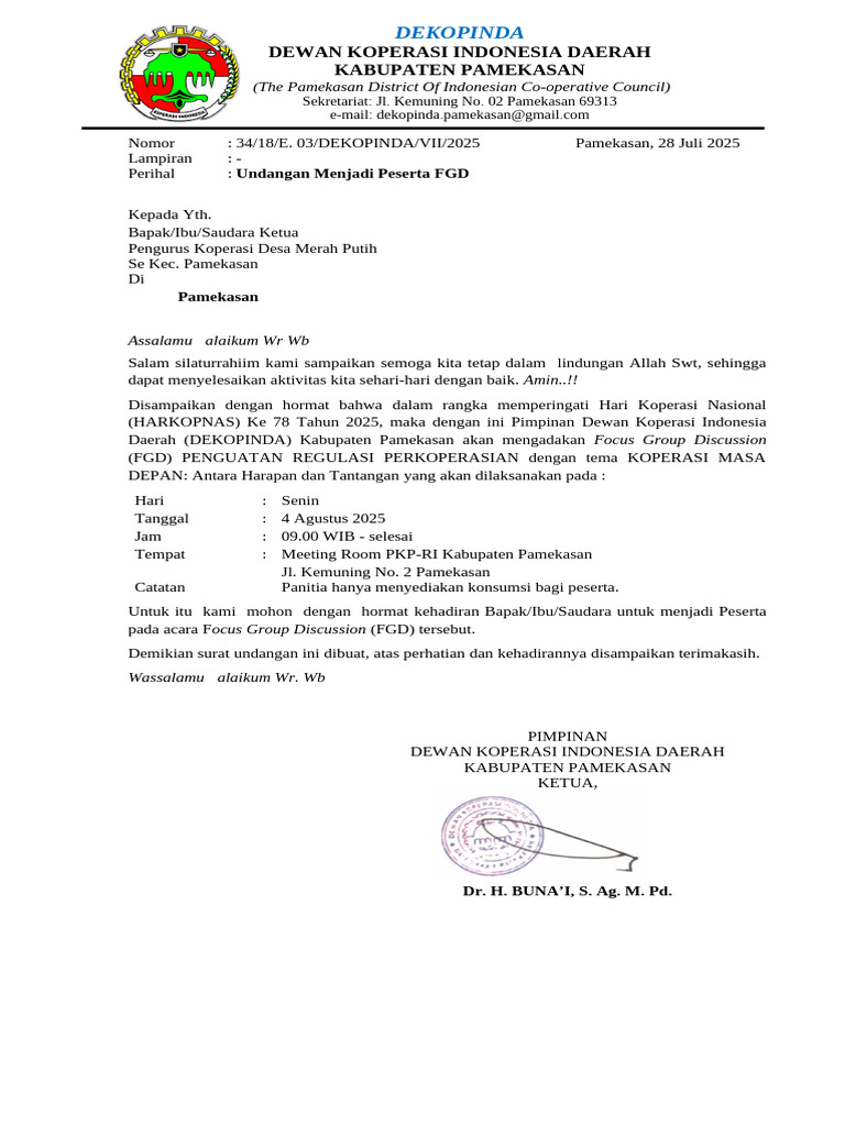 Undangan Peserta FGD | PDF