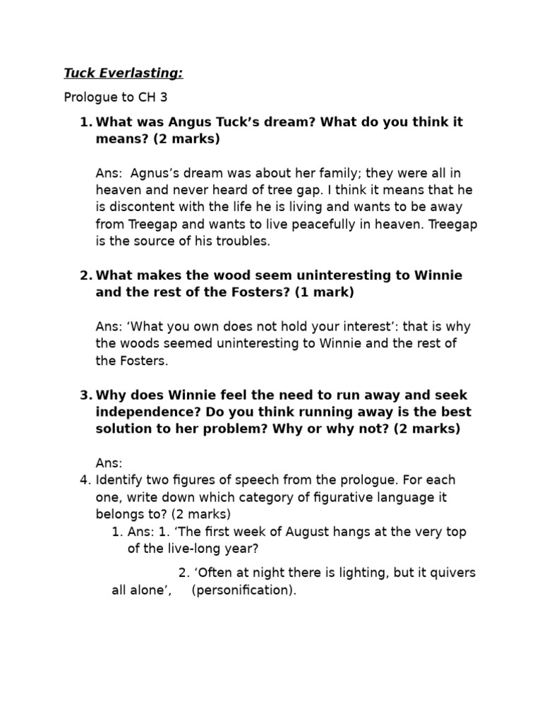 Angus Tuck's Dream and Figurative Language | PDF