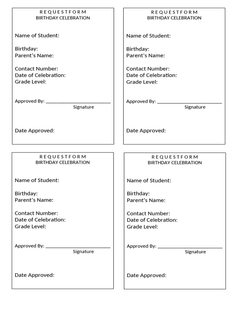 Birthday Request Form | PDF