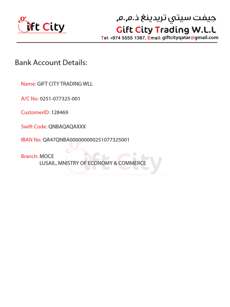 Giftcity QNB Bank Details-2 | PDF