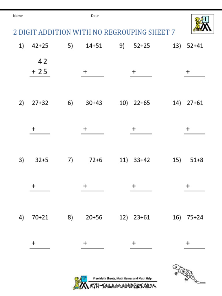 2-Digit Addition Practice Sheet | PDF