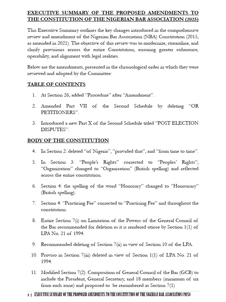 NBA Constitution Amendments Summary 2025 | PDF | Constitutional ...
