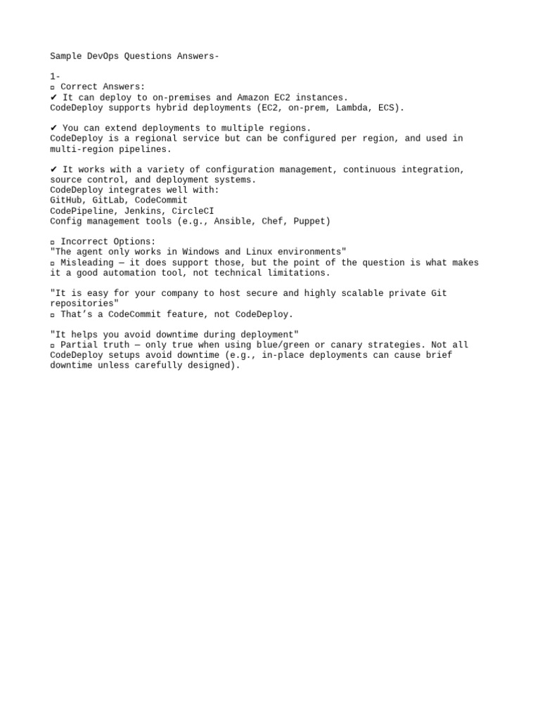 Sample DevOps Questions Answers - 1 | PDF