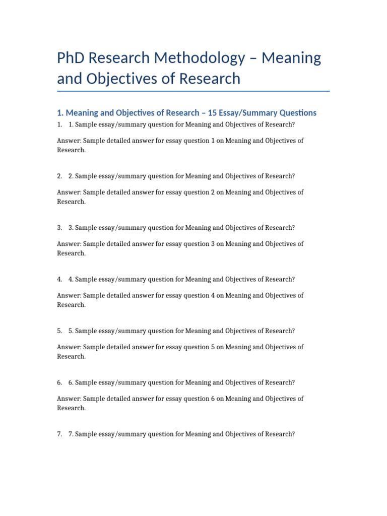 Essay 01 Meaning and Objectives of Research | PDF | Chess Theory | Chess
