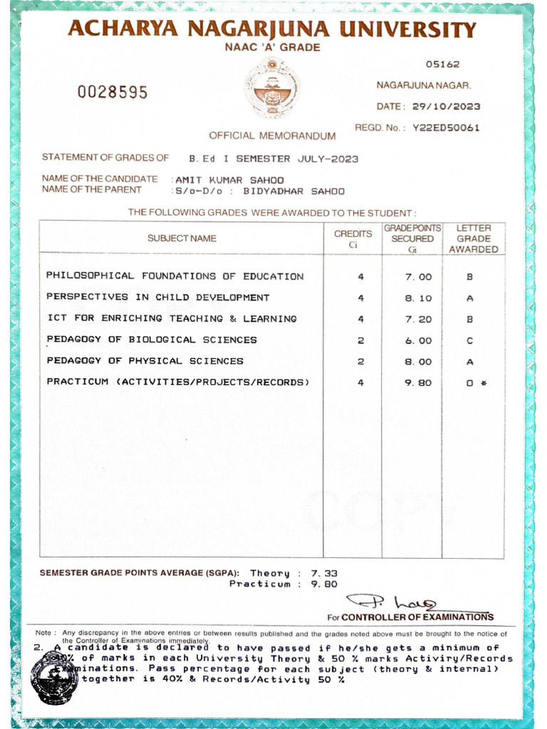 Mark Sheet Akp | PDF