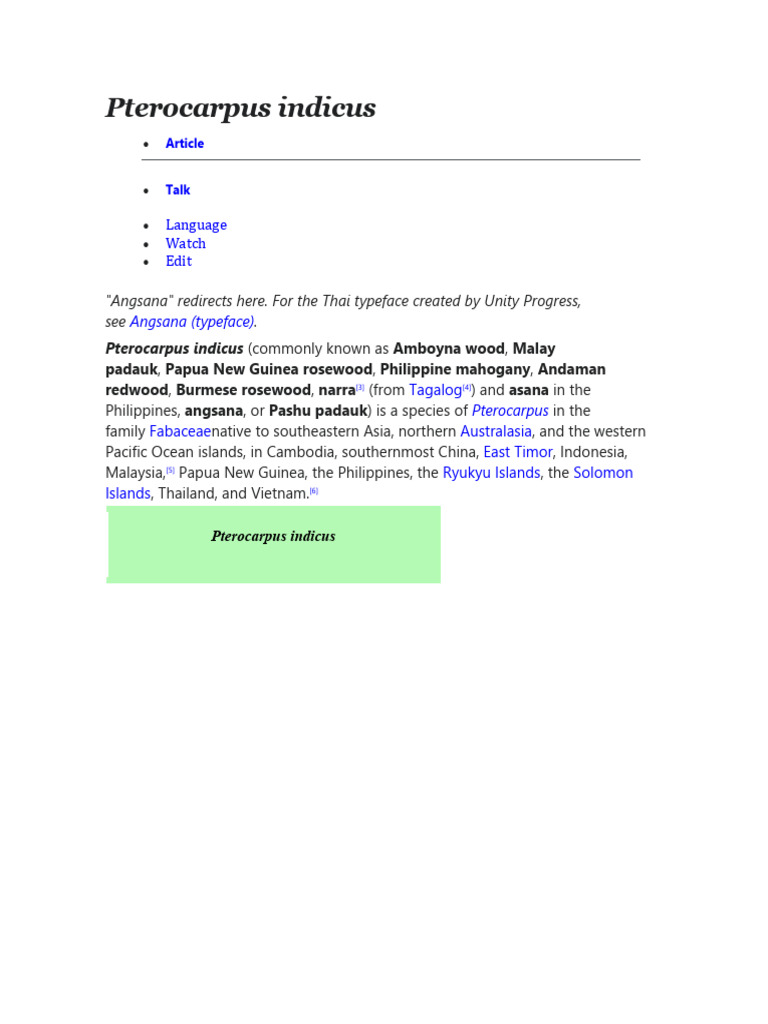 Narra Tree: Scientific Classification and Status | PDF