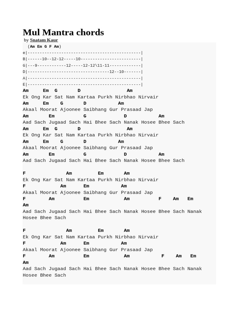 Mula Mantra Kaur | PDF