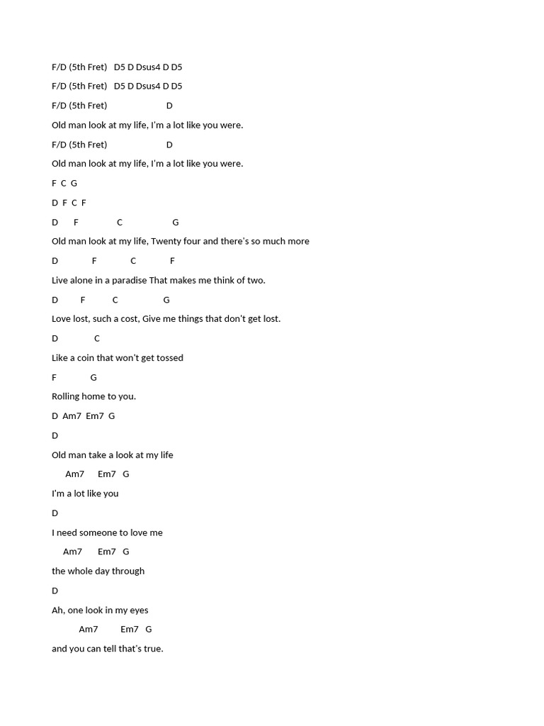 Old Man Lyrics by Neil Young | PDF