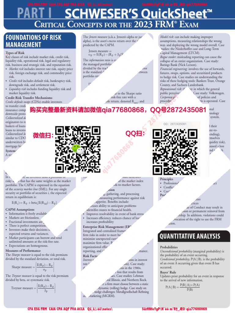 M一级公式表Quicksheet | PDF | Capital Asset Pricing Model | Beta (Finance)