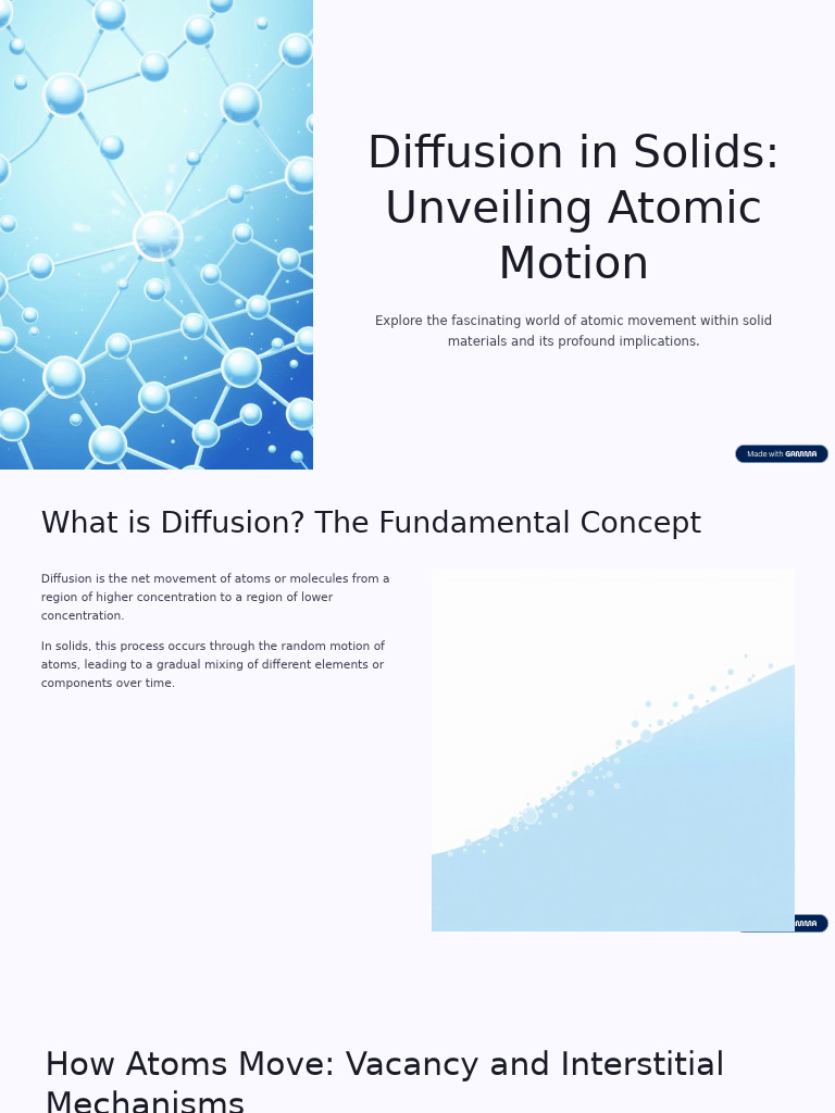 Diffusion in Solids Unveiling Atomic Motion | PDF | Diffusion | Solid