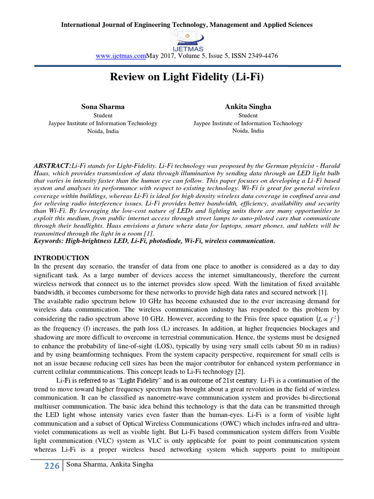 Review of Li-Fi Technology and Applications | PDF | Orthogonal ...