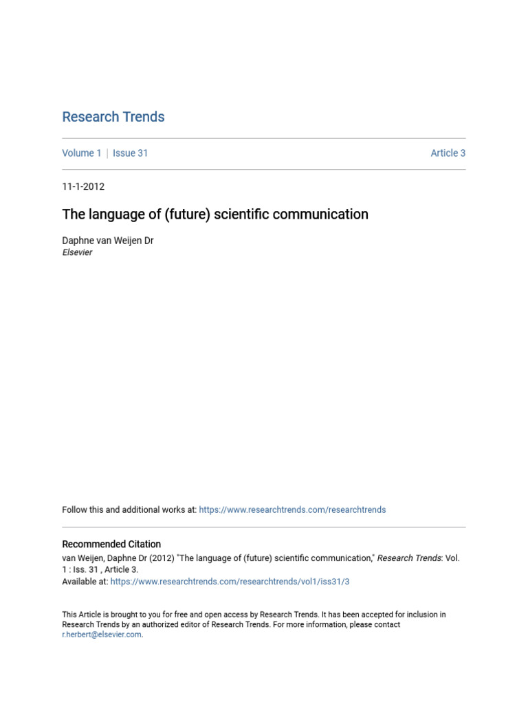 The Language of (Future) Scientific Communication | PDF | English ...