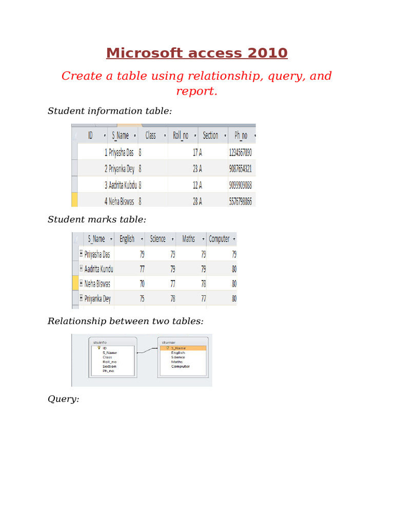 Microsoft Access 2010: Create A Table Using Relationship, Query, and ...