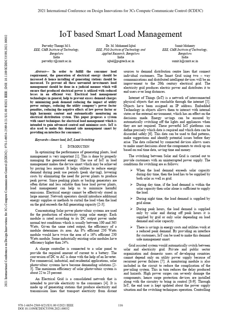 IoT Based Smart Load Management | PDF