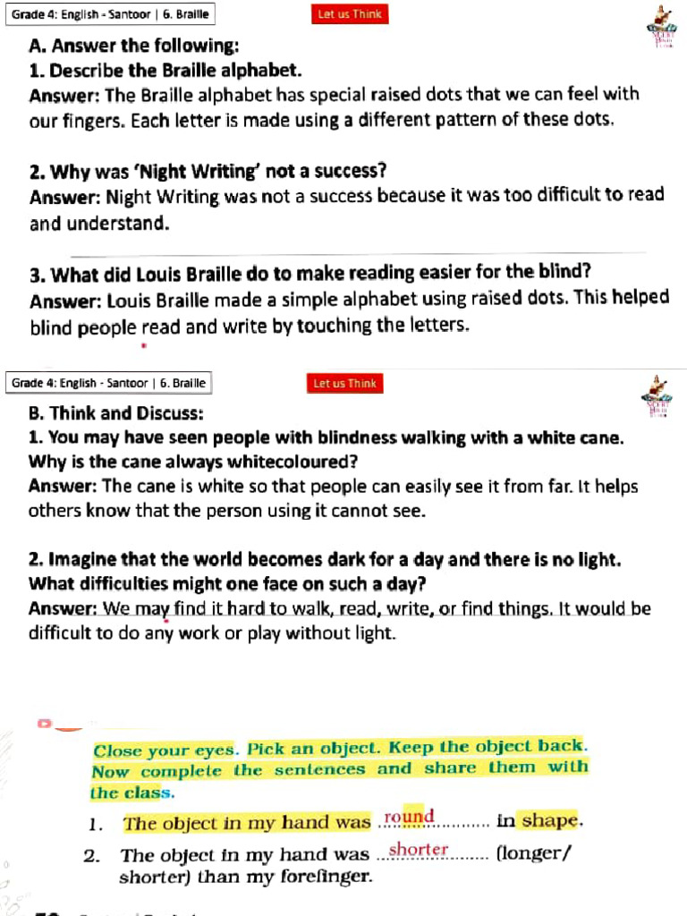 Braille Class 4 English | PDF