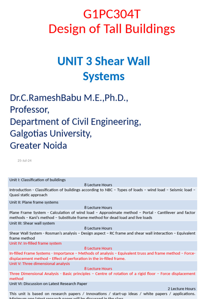 Unit 3 Shear Wall Systems | PDF | Beam (Structure) | Mechanical Engineering