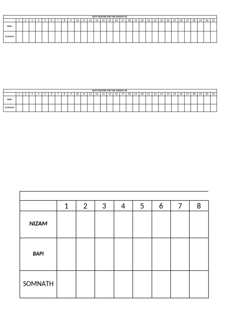Duty Roster Format | PDF