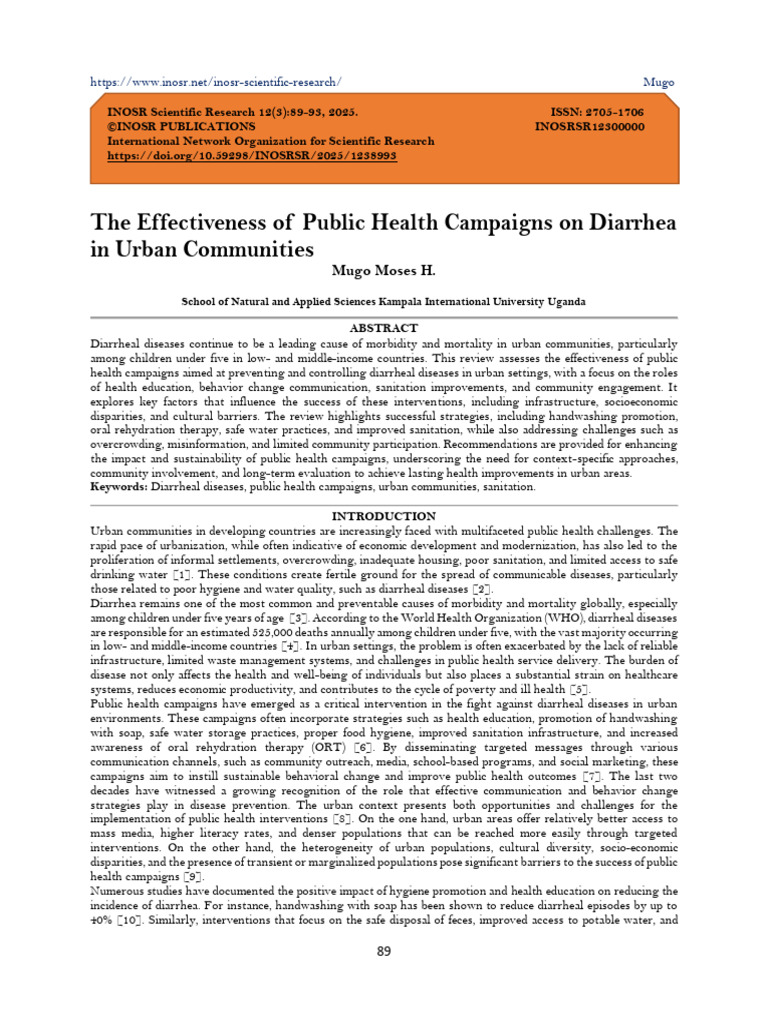 Public Health Campaigns Against Diarrhea | PDF | Public Health | Diarrhea