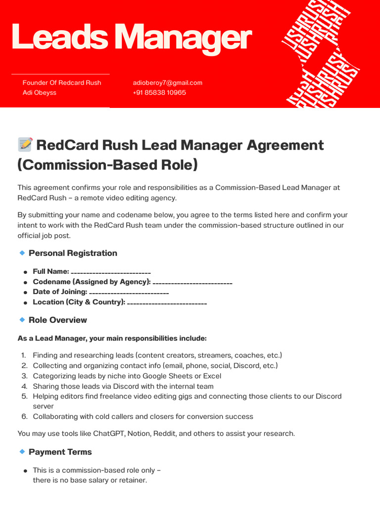 Client Closer Agreement - RedCard Rush | PDF | World Wide Web ...