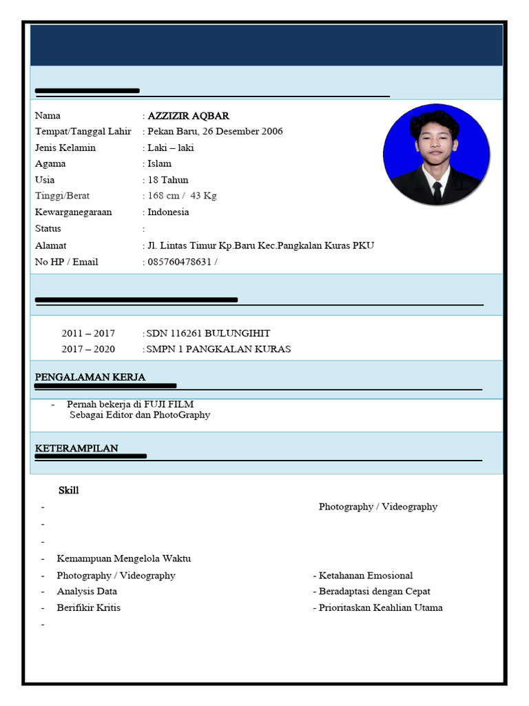 Daftar Riwayat Hidup AJI | PDF