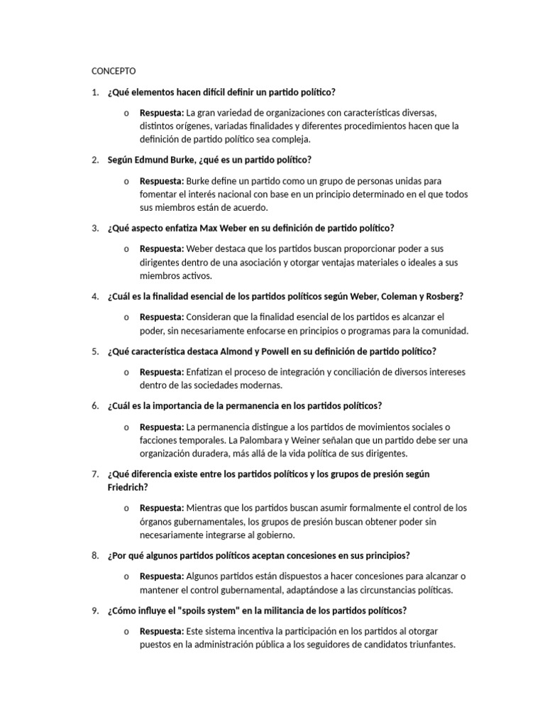Elementos Clave de los Partidos Políticos | PDF | Partidos políticos ...