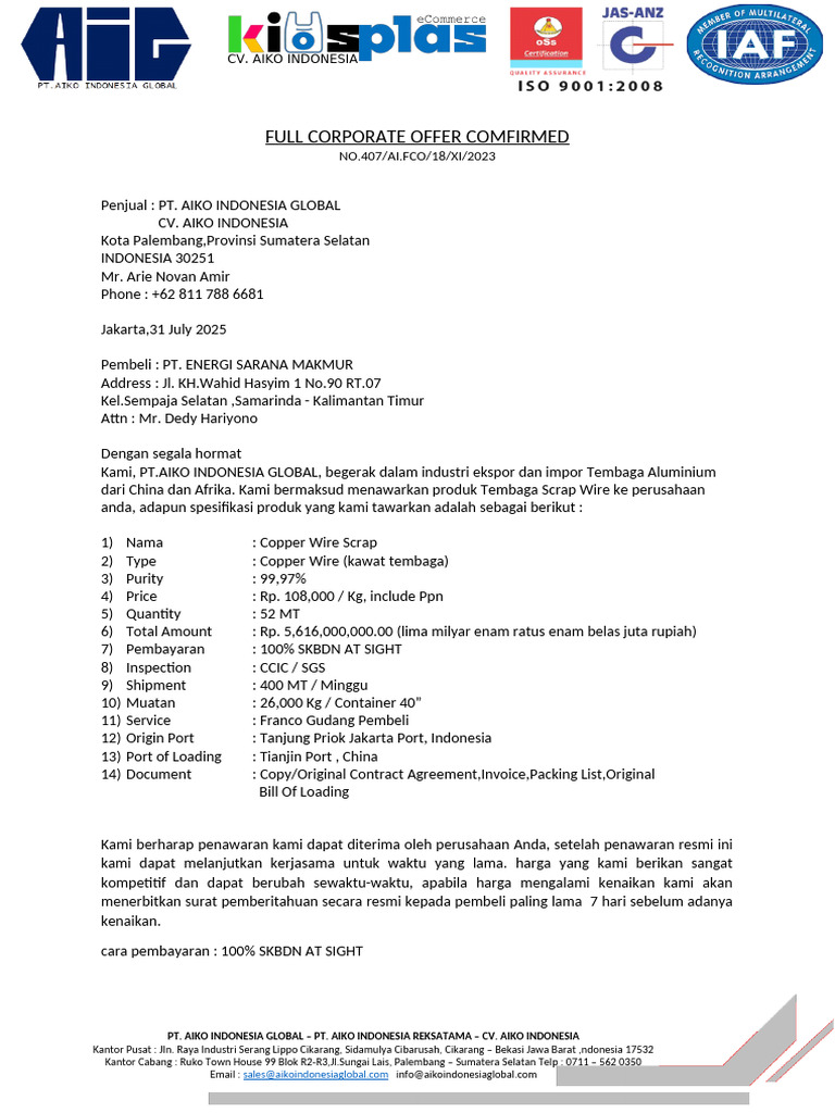 FCO Copper Scrap | PDF