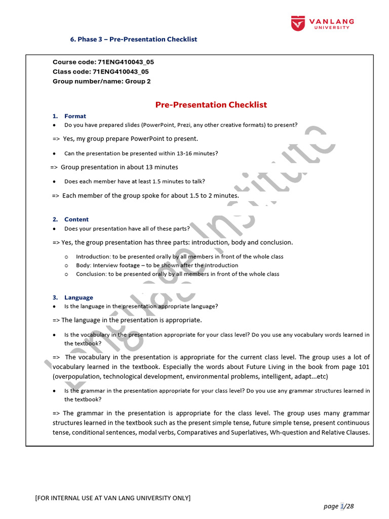 Pre-Presentation Checklist Guide | PDF