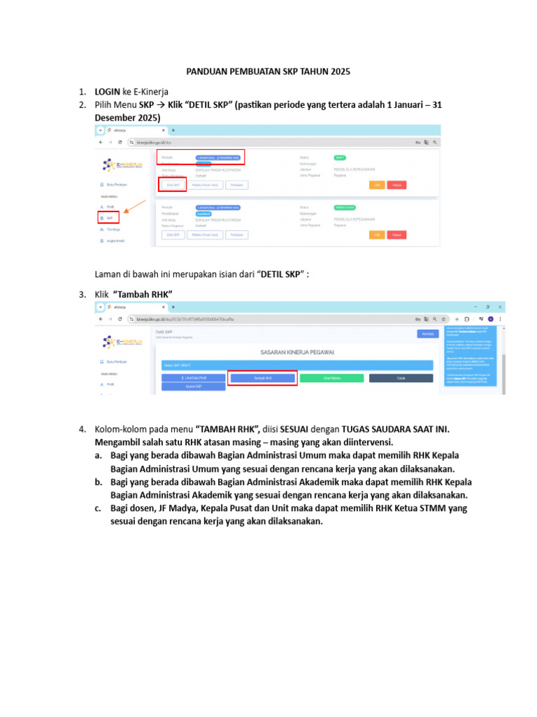 Panduan Pembuatan SKP Tahun 2025 | PDF