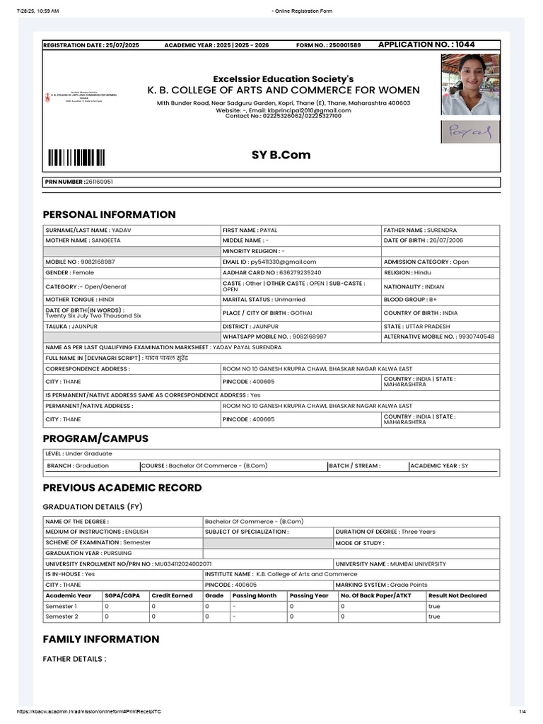 Online Registration Form | PDF