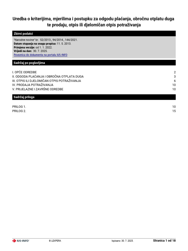 Uredba-O-Kriterijima-Mjerilima-I-Postupku-Za-Odgodu-Placanja-Obrocnu-Otplatu-Duga-Te-Prodaju ...