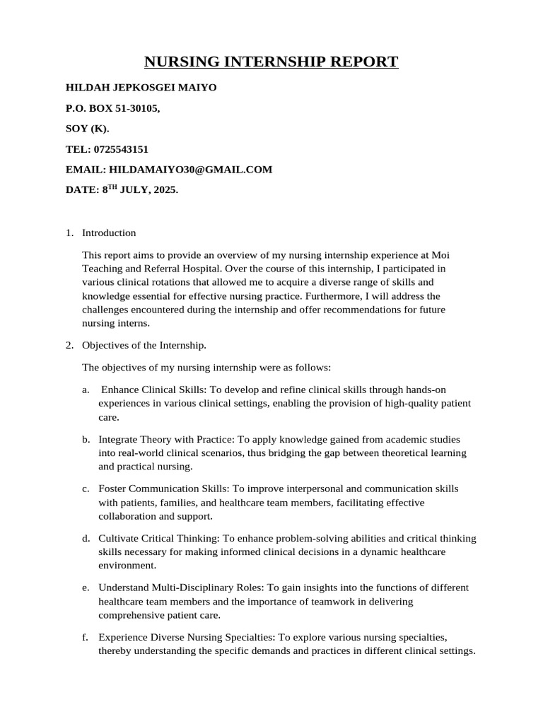 Nursing Internship Final Report | PDF | Nursing | Childbirth