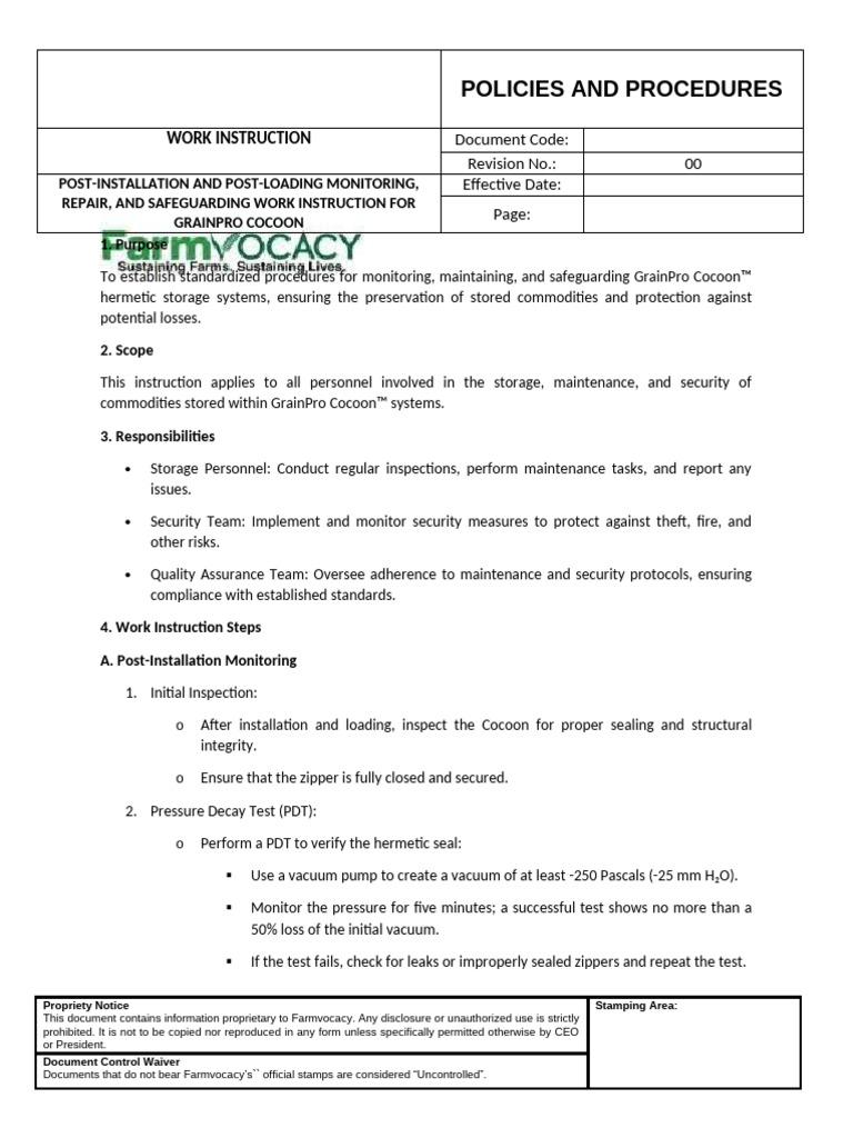 WI - Post-Installation and Post-Loading Monitoring, Repair, and Safeguarding Work Instruction ...