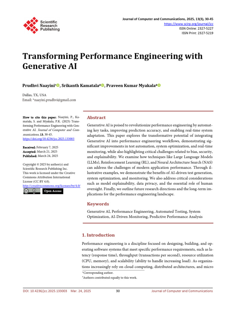 Generative AI in Performance Engineering | PDF | Artificial ...