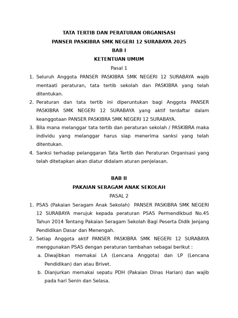 Tata Tertib PANSER PASKIBRA 2025 | PDF