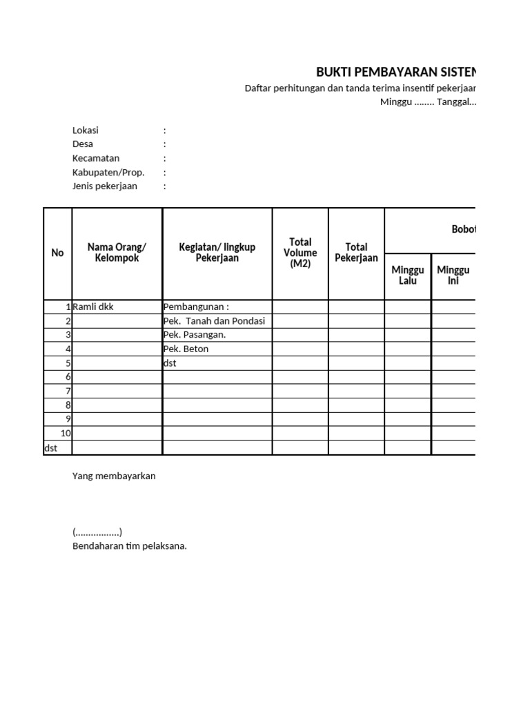 Contoh Tanda Terima Upah Pekerja | PDF