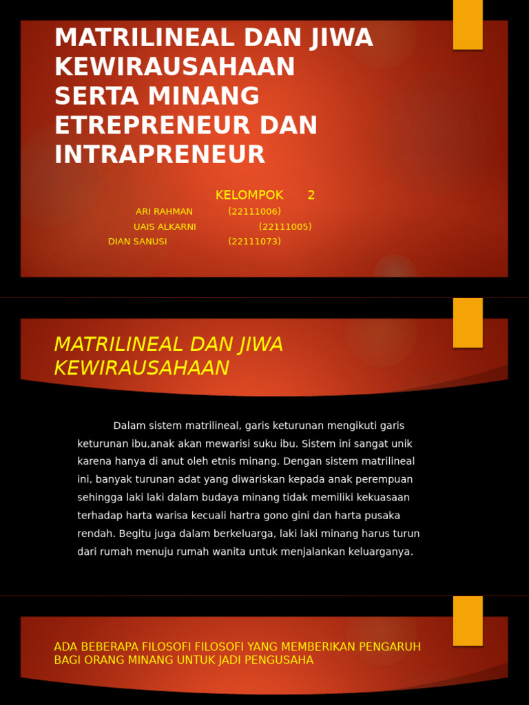 M05-Matrilineal Dan Jiwa Kewirausahaan Minang-Kel-2M2 | PDF